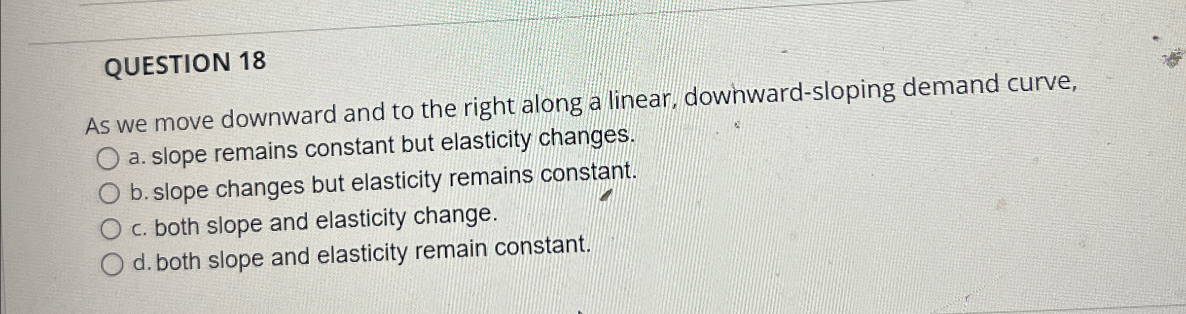Solved QUESTION 18As we move downward and to the right along | Chegg.com