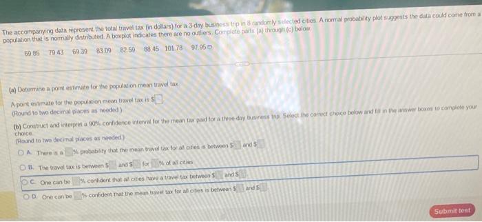 The accomparying data represent the total trivel tax | Chegg.com