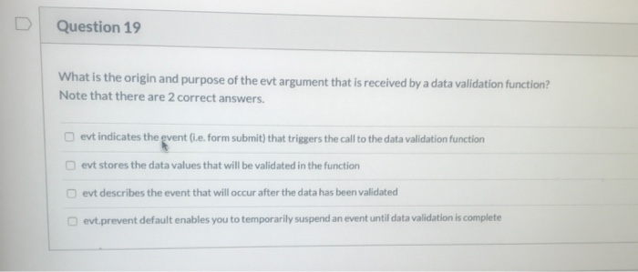 Solved Question 19 What is the origin and purpose of the evt | Chegg.com
