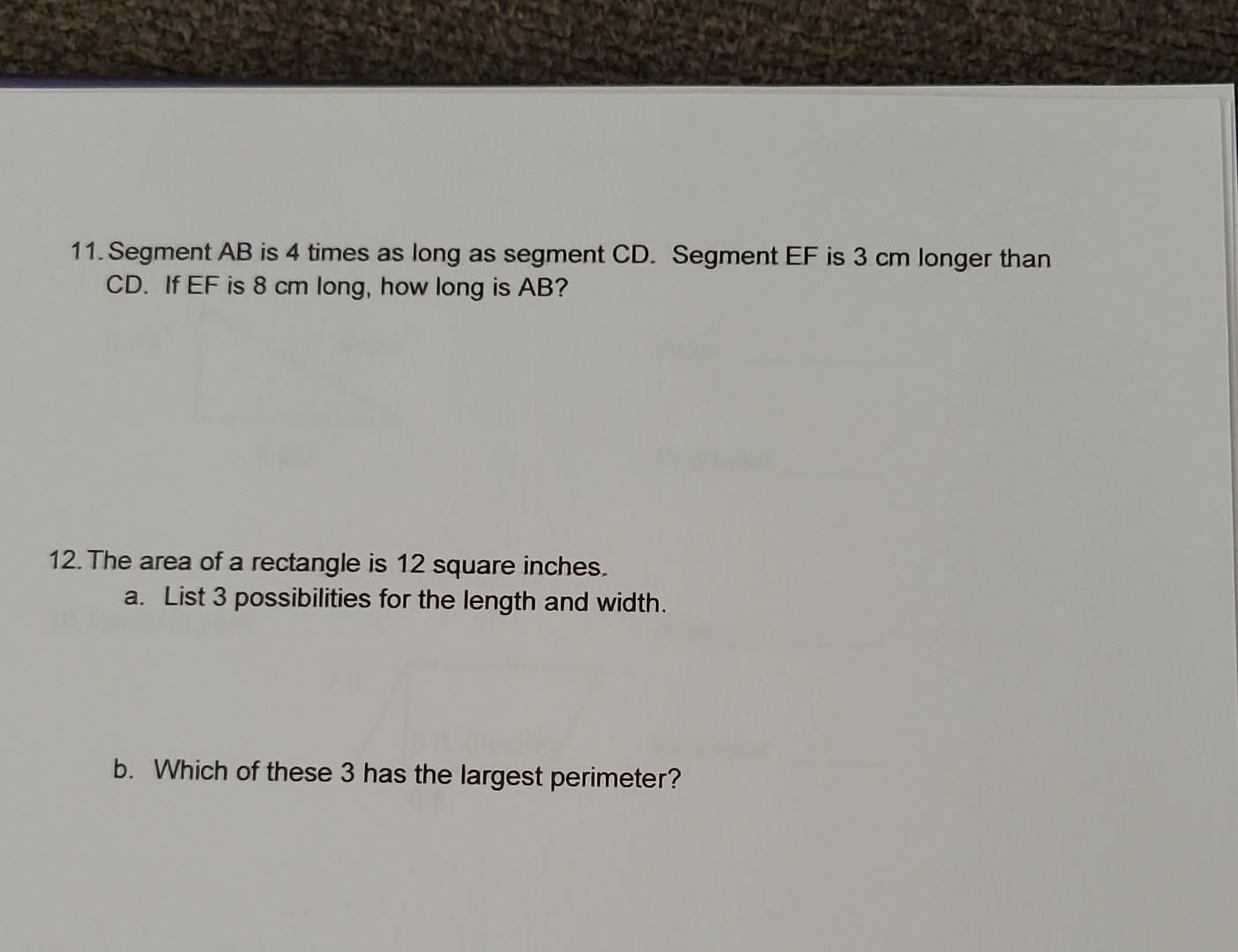 Solved 11. Segment AB is 4 times as long as segment CD. | Chegg.com