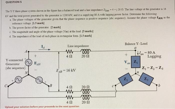 Solved QUESTIONS The Y-Y three-phase system shown in the | Chegg.com