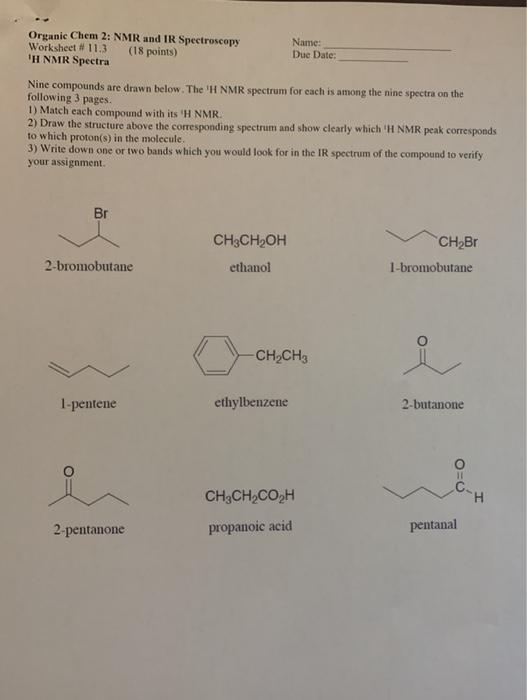 Solved Organic Chem 2: NMR and IR Spectroscopy Name: | Chegg.com