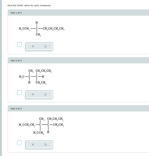 Solved Give the IUPAC name for each compound.Part 1 ﻿Part 2 | Chegg.com
