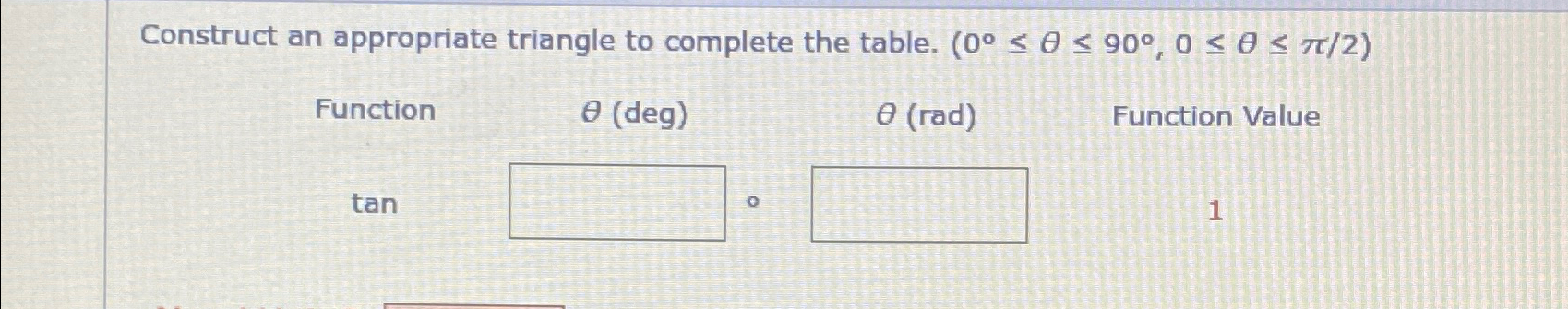 Solved Construct an appropriate triangle to complete the | Chegg.com