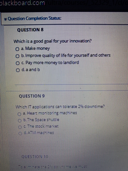 Solved blackboard.com Question Completion Status QUESTION 8 | Chegg.com