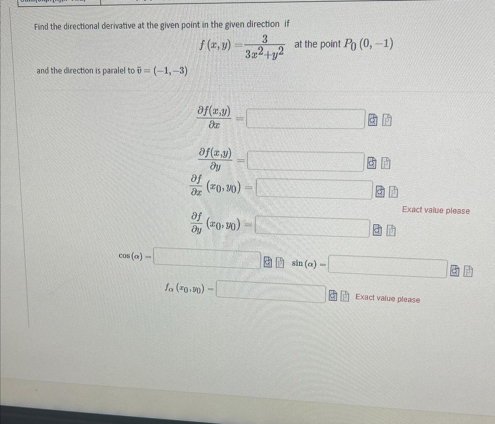 Find the directional derivative at the given point in | Chegg.com