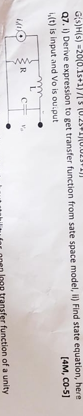Solved Q7. ﻿i) ﻿Derive expression to get transfer function | Chegg.com