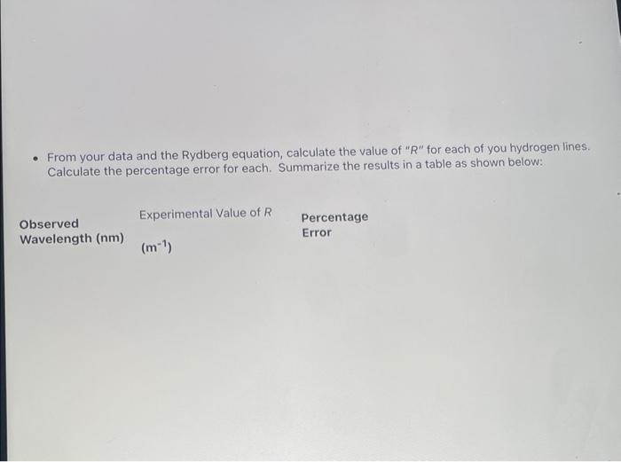 Solved observered wavelength 651 nm - Red 483 nm - Blue 432 | Chegg.com