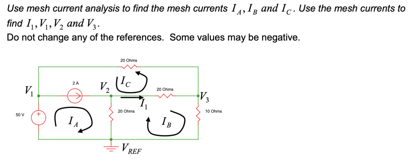 Solved Use mesh current analysis to find the mesh currents | Chegg.com