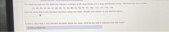 Solved The following data are the distances between a sample | Chegg.com