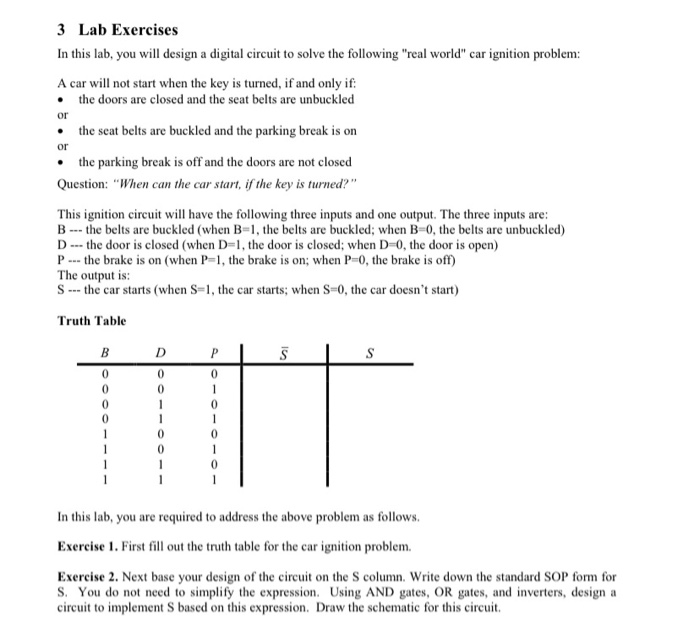 Solved 3 Lab Exercises In this lab, you will design a | Chegg.com