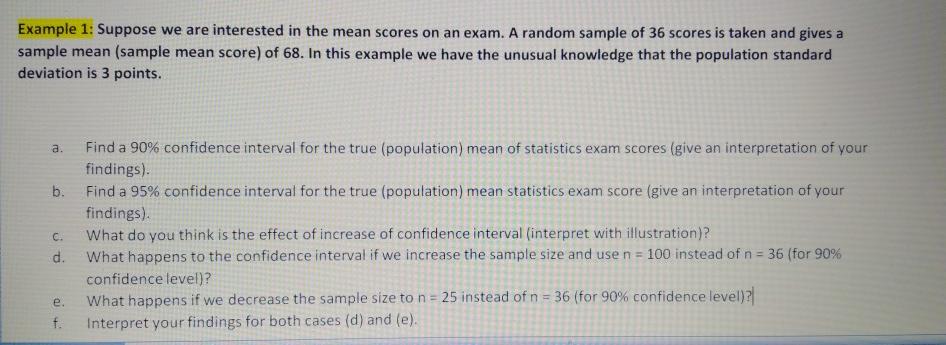 Solved Example 1: Suppose we are interested in the mean | Chegg.com