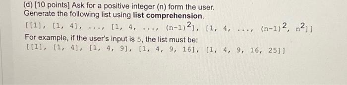 Solved (d) [10 points] Ask for a positive integer (n) form | Chegg.com