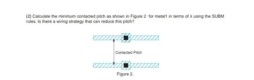 Solved (2) Calculate the minimum contacted pitch as shown in | Chegg.com