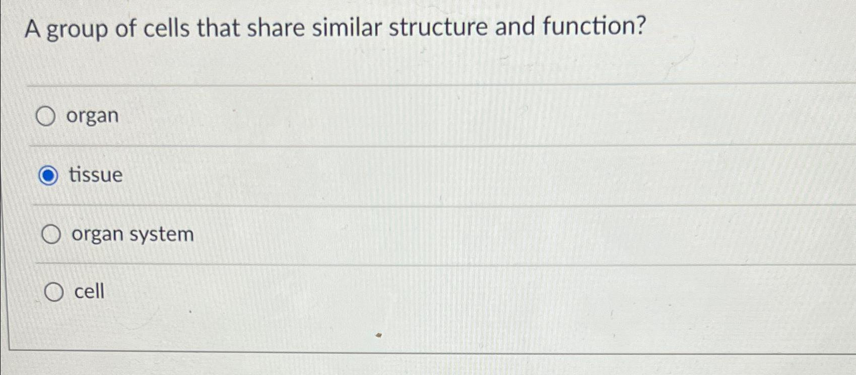 Solved A group of cells that share similar structure and | Chegg.com
