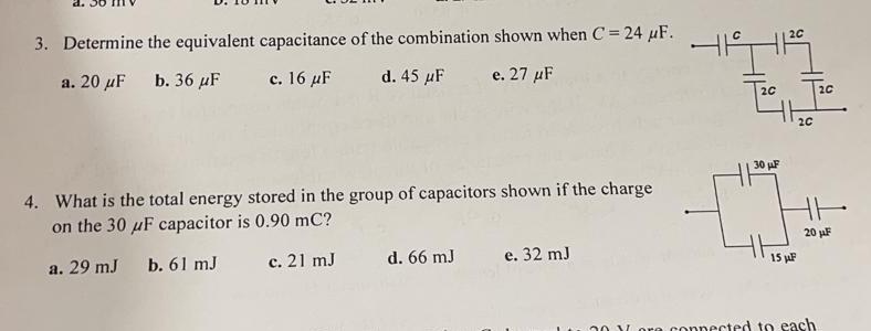 Solved 2C 3. Determine the equivalent capacitance of the | Chegg.com