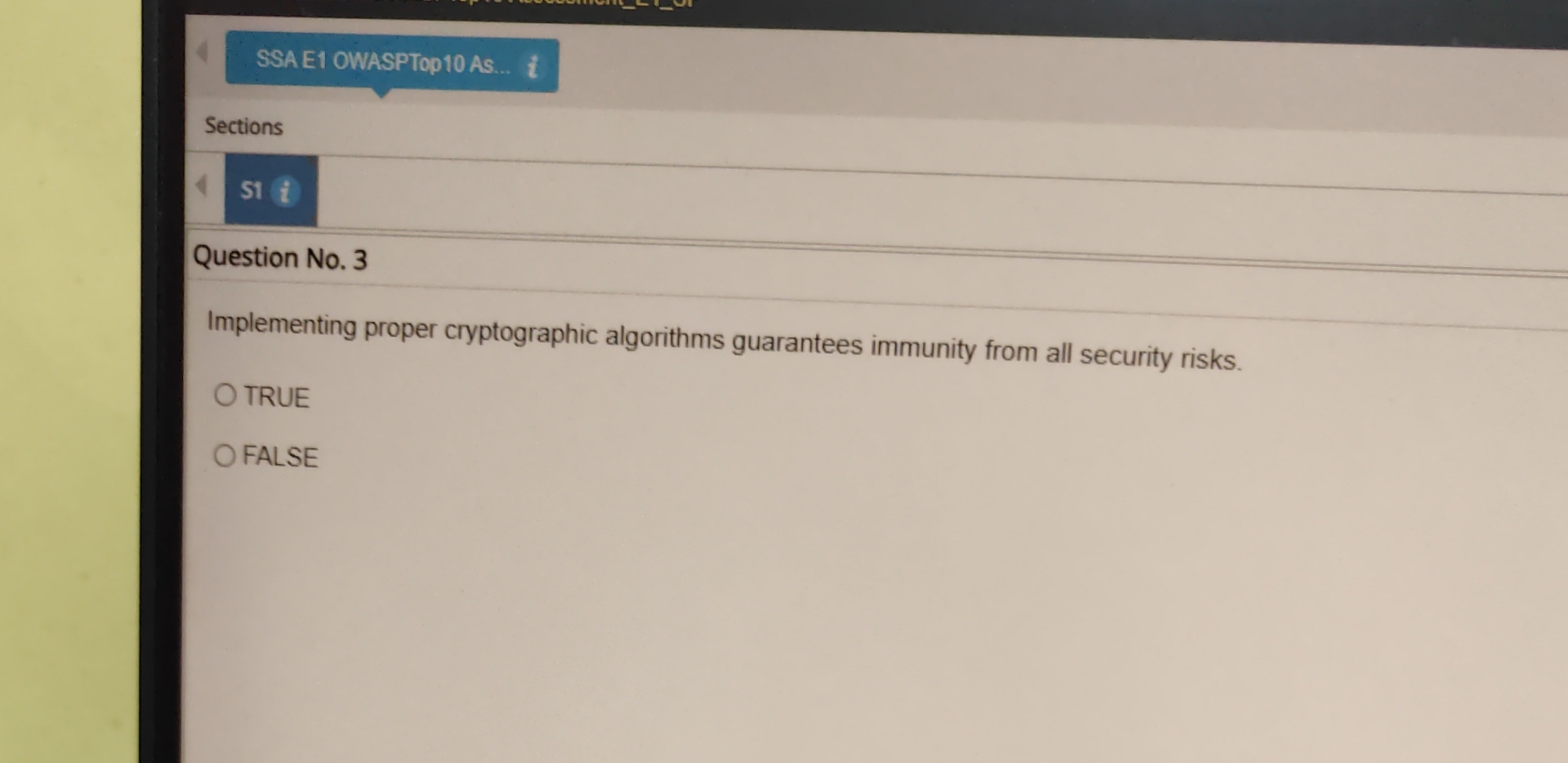 Solved SSAE1 ﻿OWASPTop10 ﻿As... tSectionss1 ﻿iQuestion | Chegg.com
