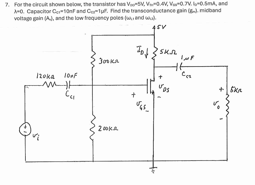Solved For the circuit shown below, the transistor has | Chegg.com