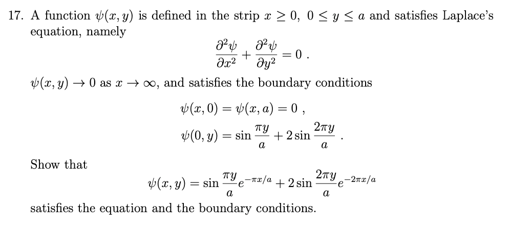 Solved A Function ψ X Y is Defined In The Strip X≥0 0≤y≤a