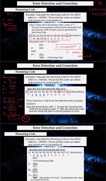 Solved blot 100 Error Detection and Correction Hamming Code | Chegg.com