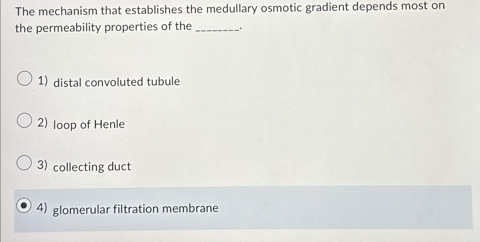 Solved The mechanism that establishes the medullary osmotic | Chegg.com