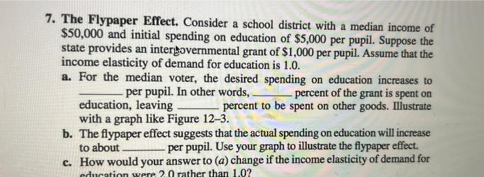 Solved 7. The Flypaper Effect. Consider a school district | Chegg.com