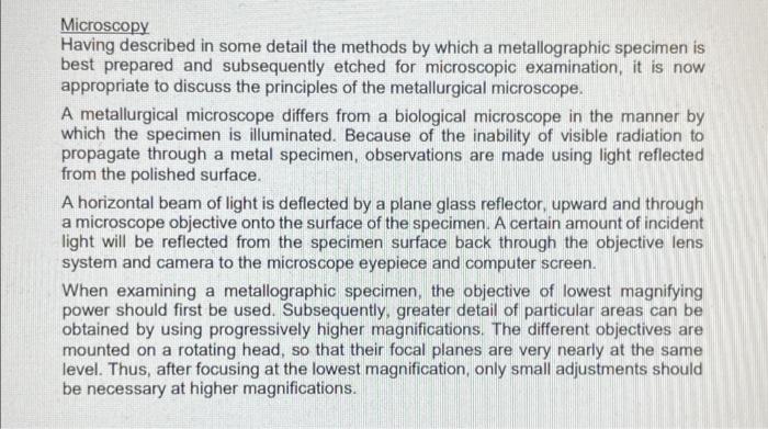 Solved D. Materials Microstructure Background theory and | Chegg.com
