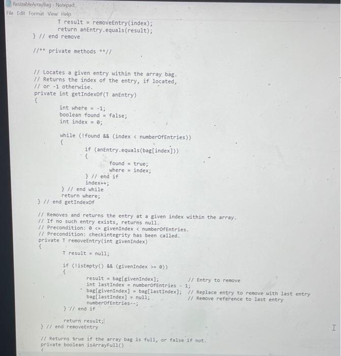 Solved in java, there are 4 File: bagInterface, | Chegg.com