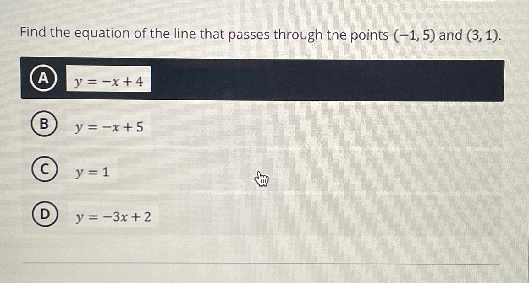 Solved Find the equation of the line that passes through the | Chegg.com