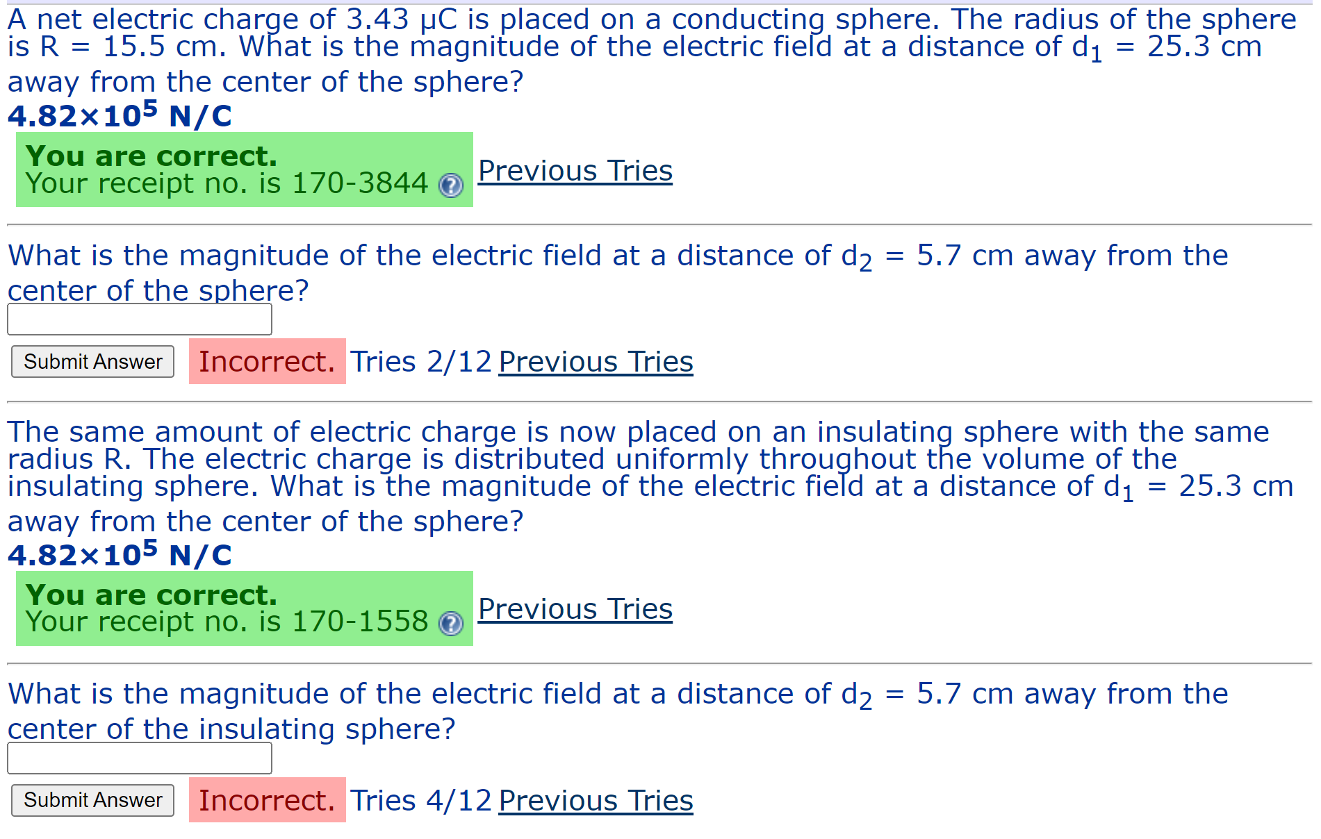 Solved A net electric charge of 3.43μC ﻿is placed on a | Chegg.com