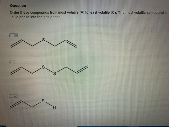 Solved Question Order these compounds from most volatile (A) | Chegg.com
