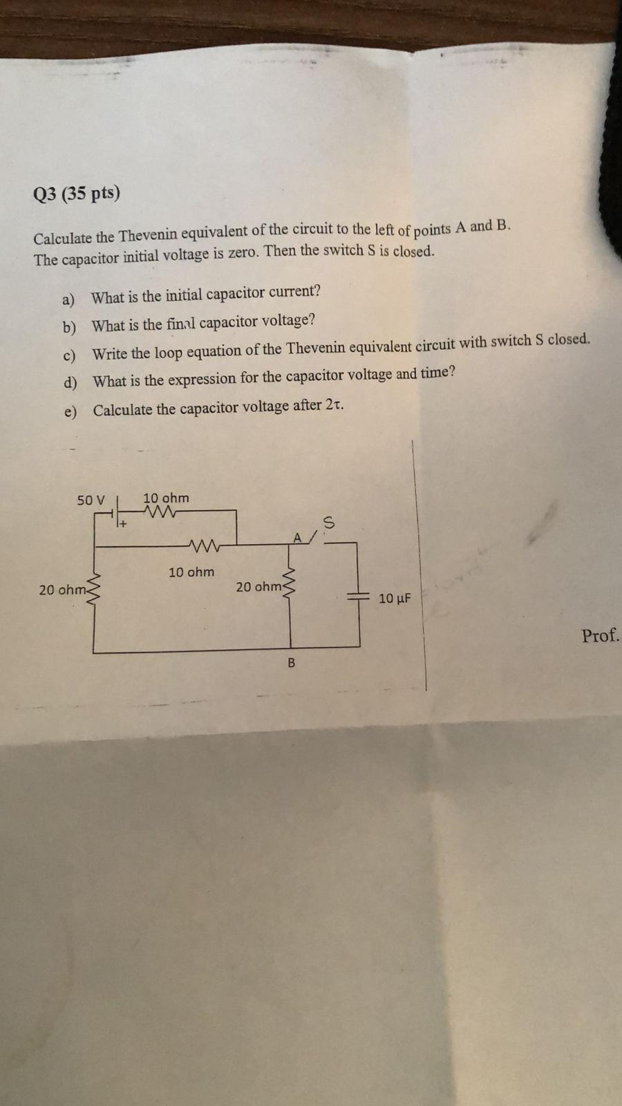 Solved Q3 (35 ﻿pts) ﻿Calculate the Thevenin equivalent of | Chegg.com