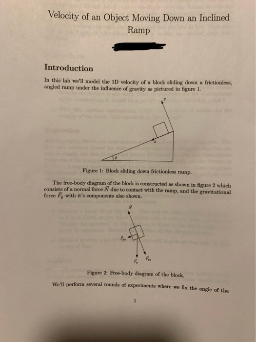 Solved Velocity of an Object Moving Down an Inclined Ramp | Chegg.com