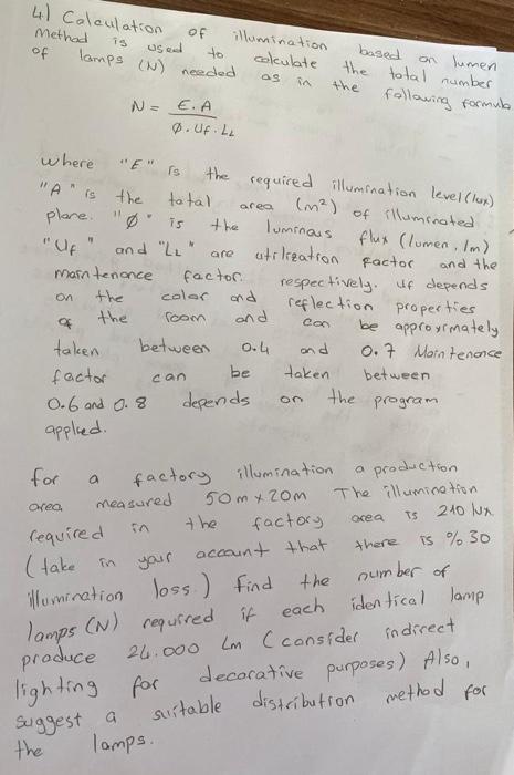 Solved OU Calculation of llumination based on lumen method | Chegg.com