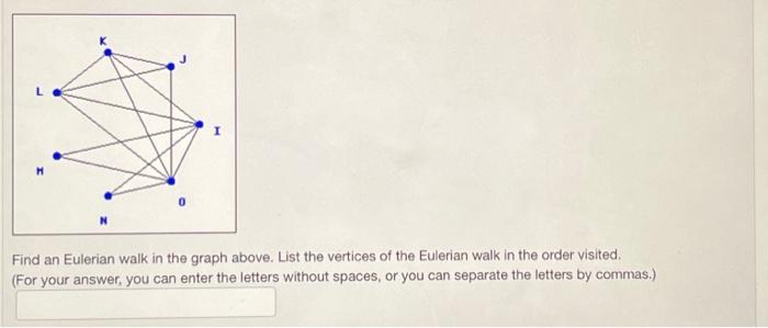Solved Find an Eulerian walk in the graph above. List the | Chegg.com