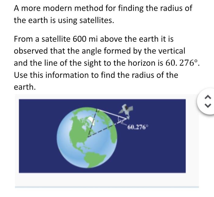 Solved A more modern method for finding the radius of the | Chegg.com