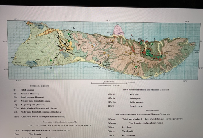 Make a cross section with Molokai hawaii topographic | Chegg.com