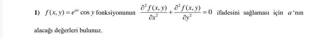 Solved 1) f(x,y)=eaxcosy fonksiyonunun | Chegg.com