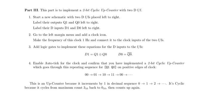 Solved Part Iii This Part Is To Implement A 2 Bit Cyclic 