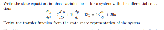 Solved . Write the state equations in phase variable form, | Chegg.com