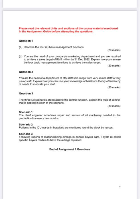 Solved Please read the relevant Units and sections of the | Chegg.com