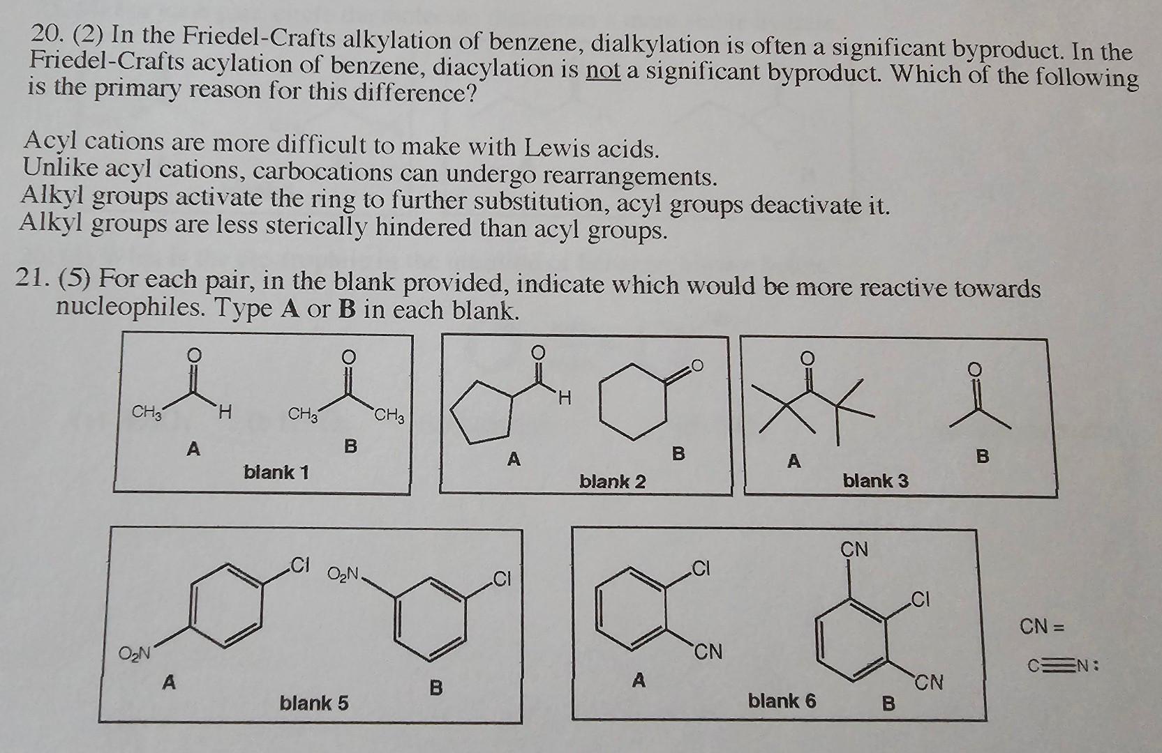 Solved 20. (2) In the Friedel-Crafts alkylation of benzene, | Chegg.com