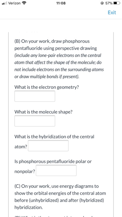 Solved For the molecule, phosphorous pentafluoride, PF5: (A) | Chegg.com