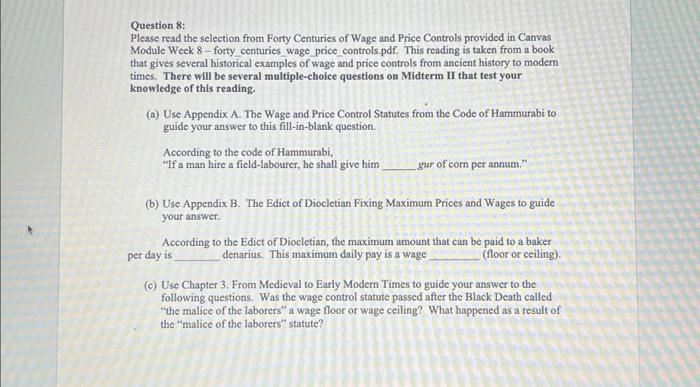 Question 8: Please read the selection from Forty | Chegg.com