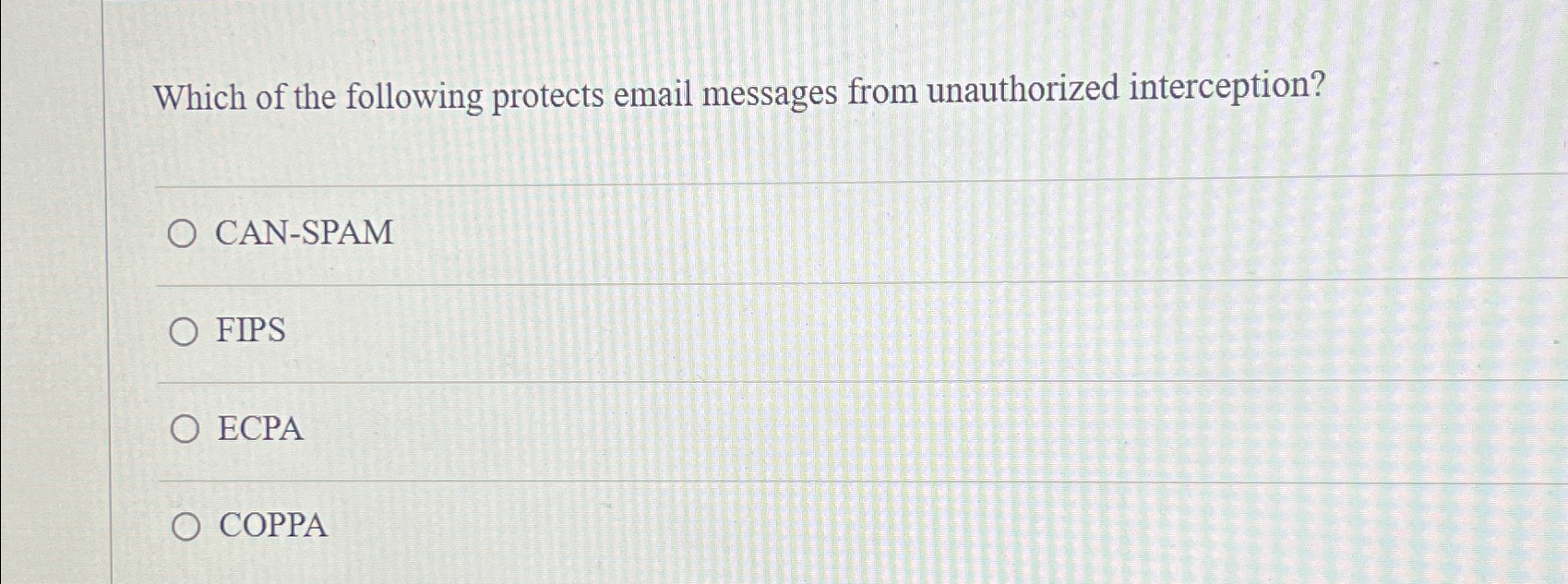 Solved Which of the following protects email messages from | Chegg.com