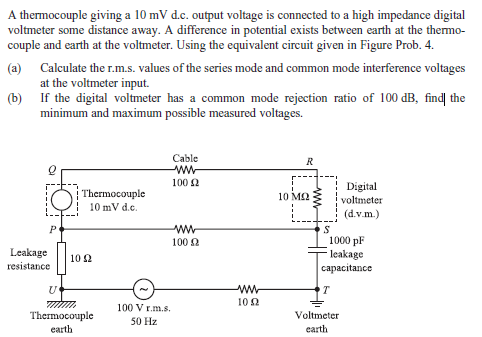 Solved A thermocouple giving a 10mV ﻿d.c. ﻿output voltage is | Chegg.com