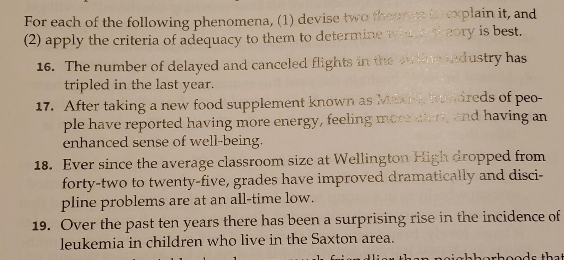 Solved For each of the following phenomena, (1) devise two | Chegg.com