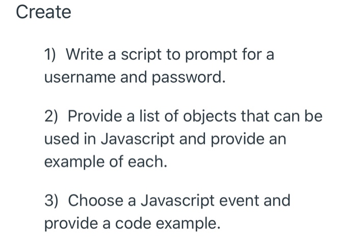 Solved Create 1) Write a script to prompt for a username and | Chegg.com