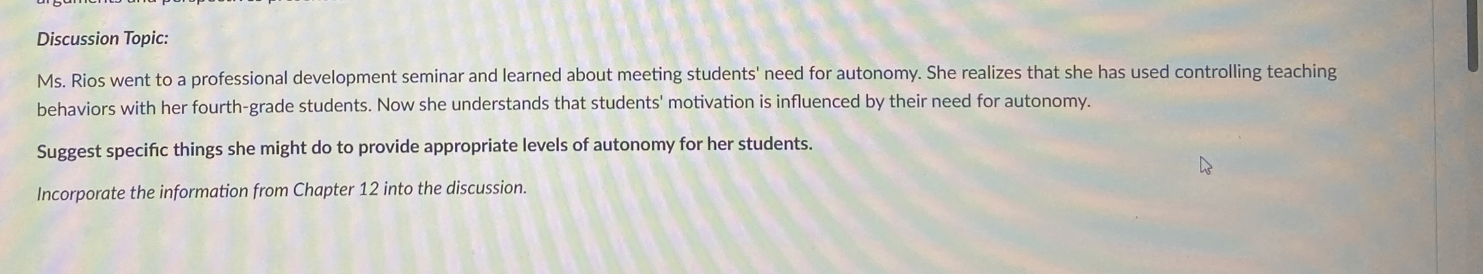 Solved Discussion Topic:Ms. ﻿Rios went to a professional | Chegg.com