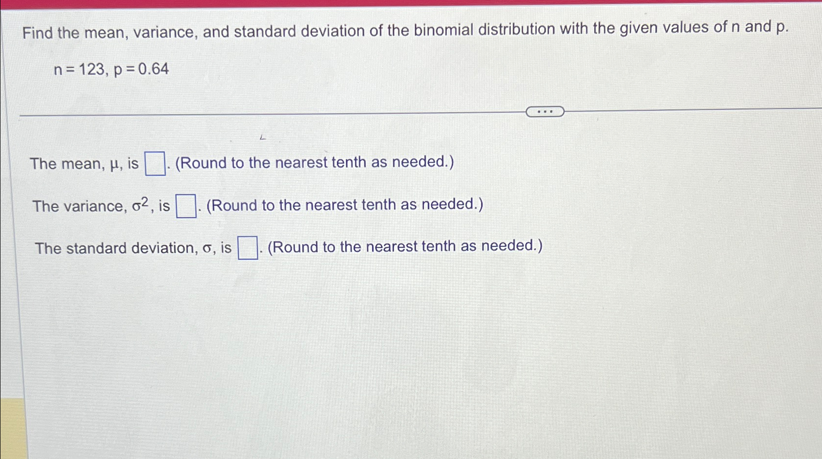 Solved Find the mean, variance, and standard deviation of | Chegg.com